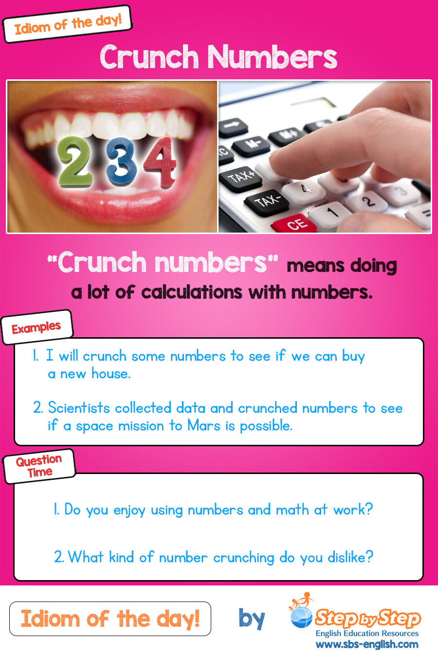 Crunch Numbers | English Idiom of the Day | Step by Step EFL